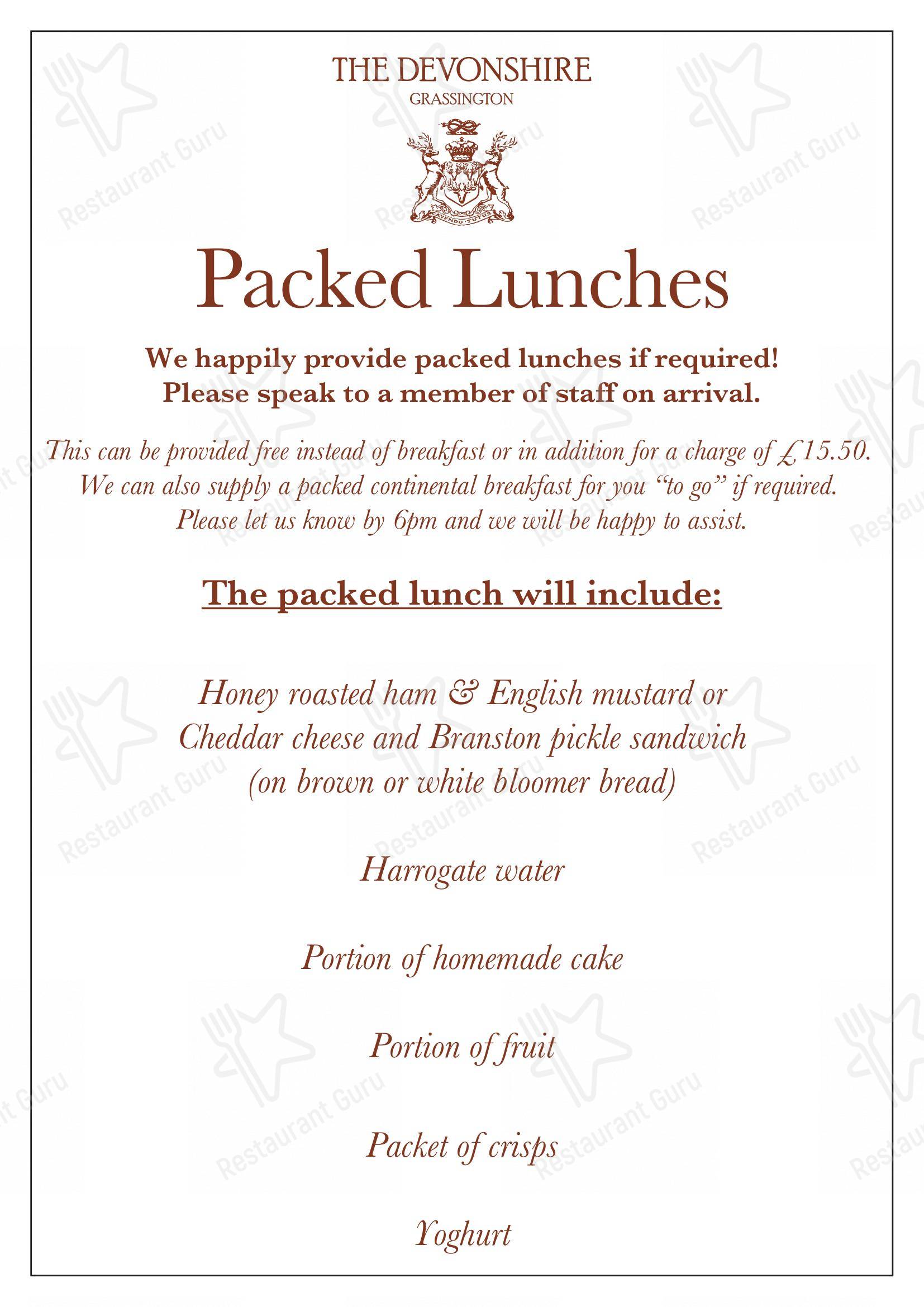 Menu at The Devonshire Grassington pub & bar, Grassington