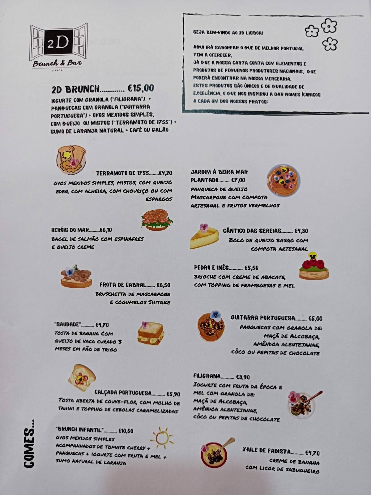 Menu at 2D Lisboa brunch & bar, Lisbon