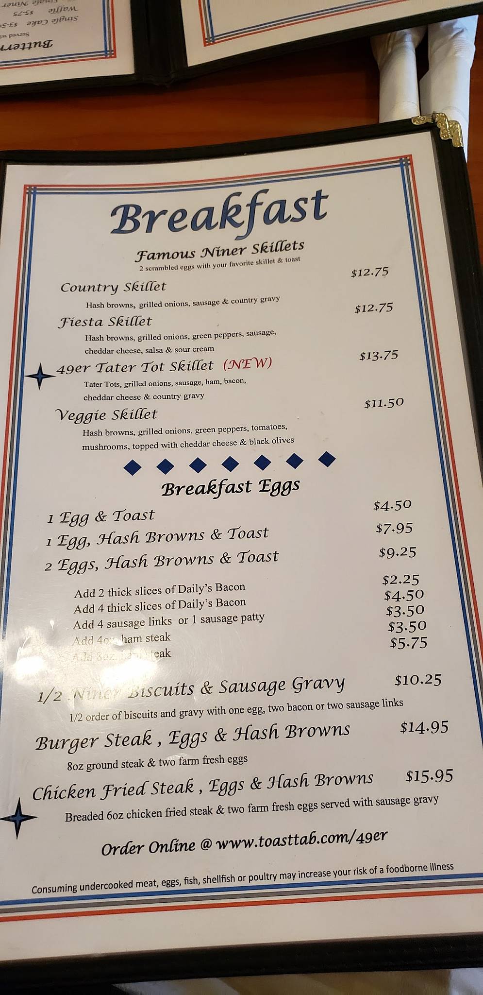 Menu at 49er Diner, Bar & Casino, Livingston