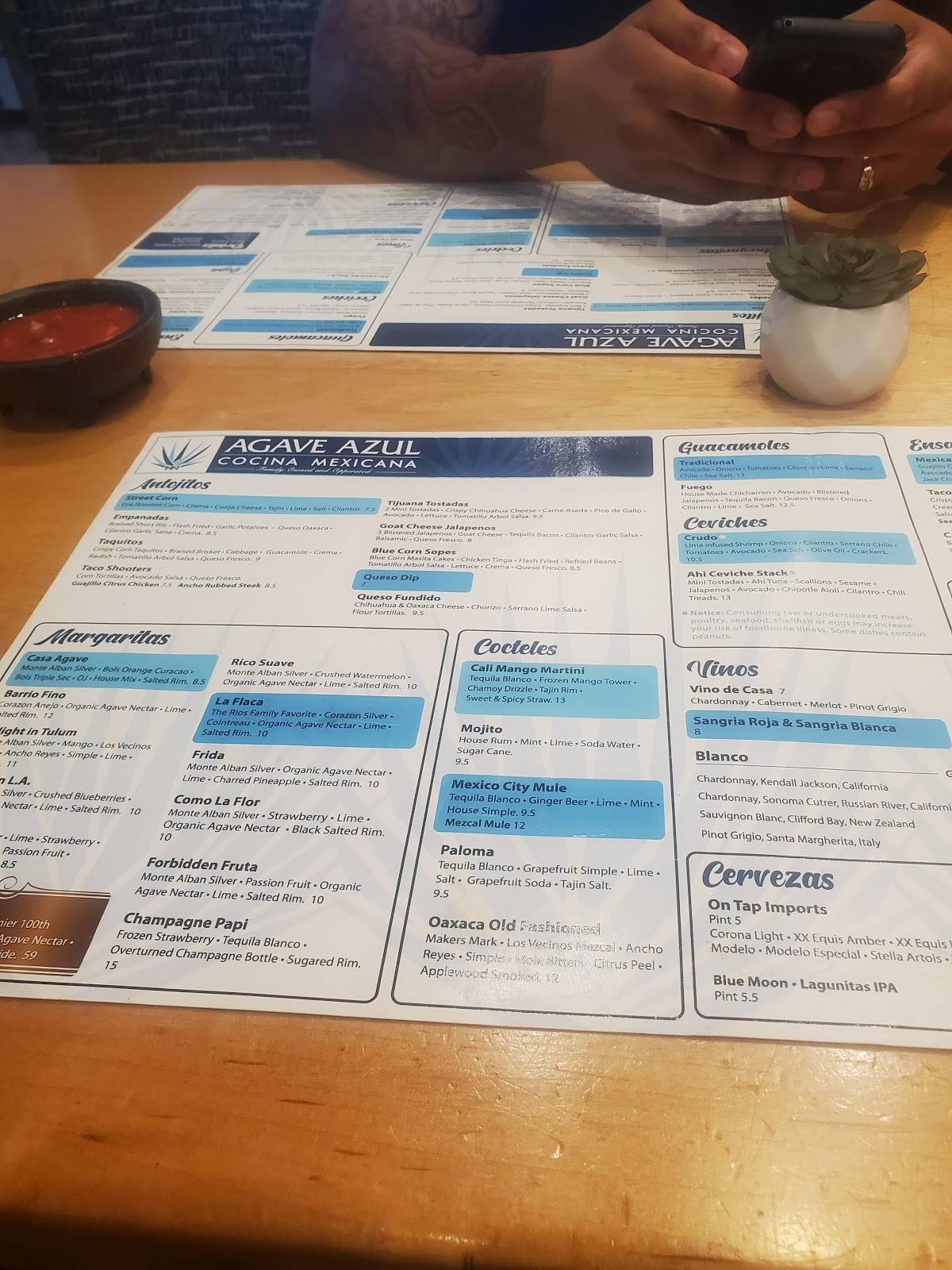 Menu at Agave Azul Kirkman restaurant, Orlando