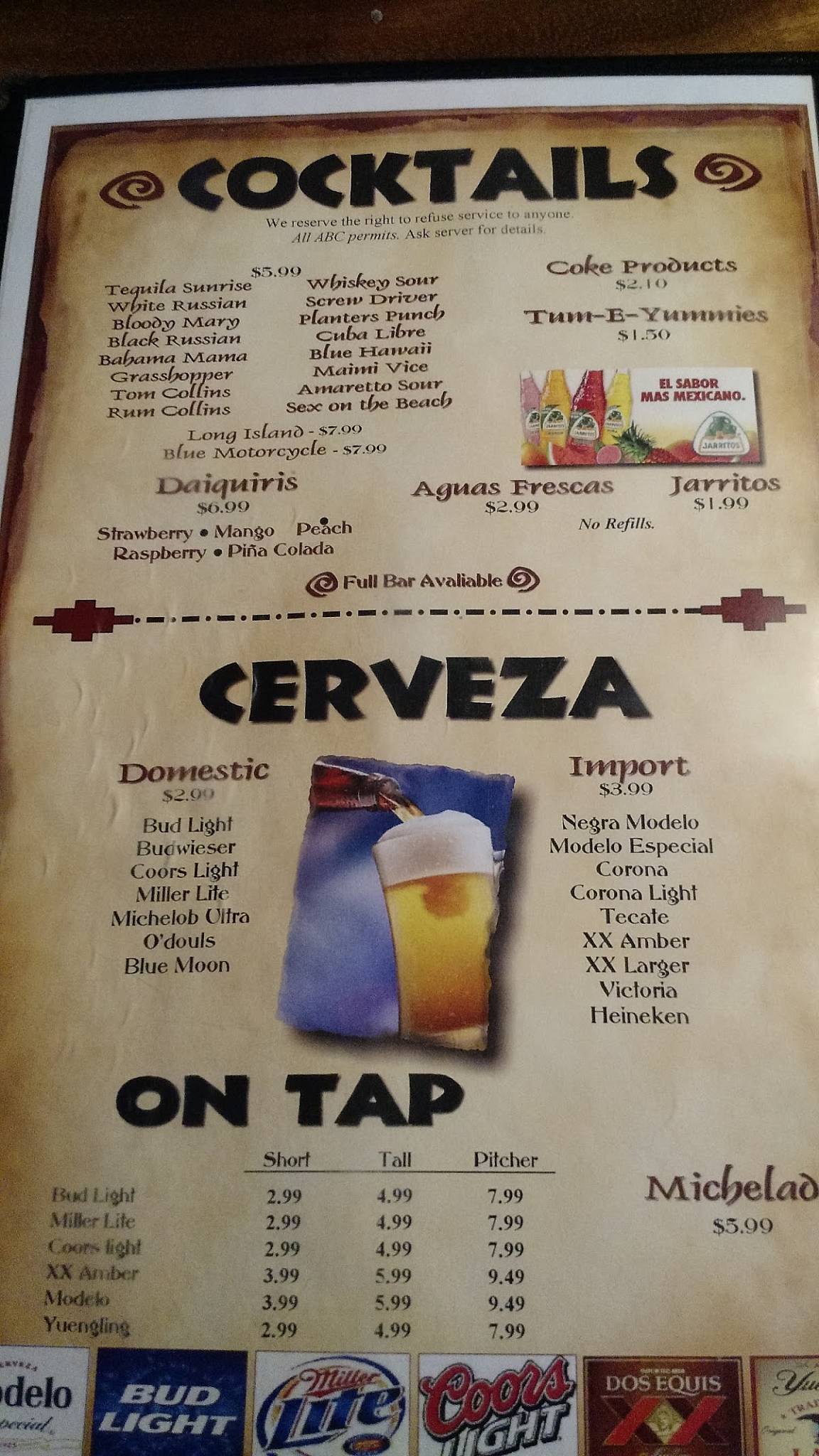 Menu at Agave Azul Mexican Grill & Bar, Roanoke