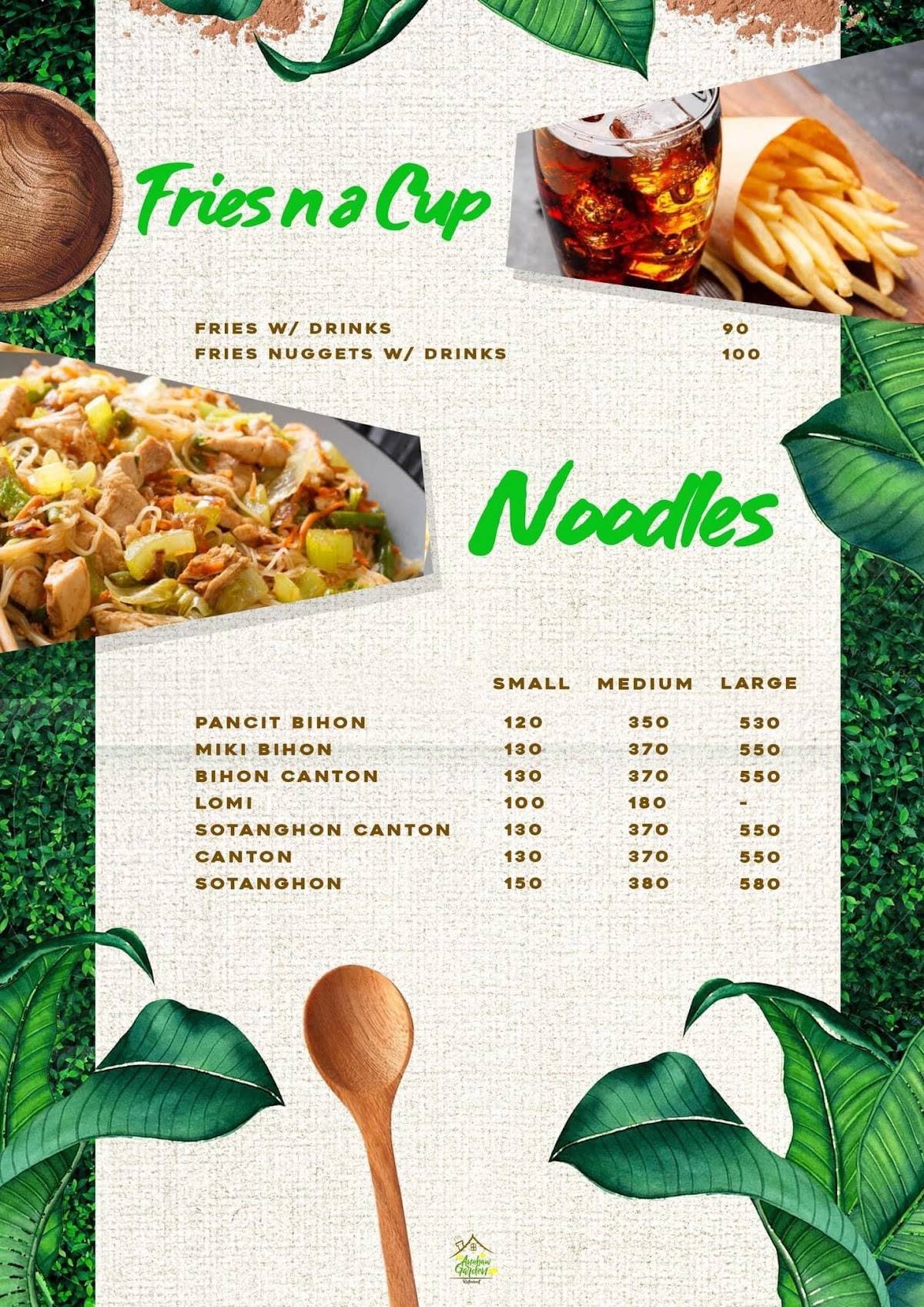 Menu at Ahanaw Garden Restaurant, Santa Catalina