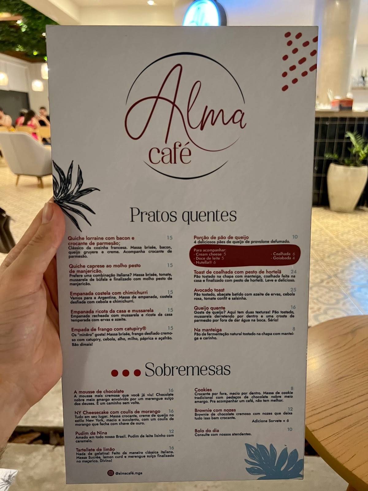 Menu em Alma Café, Maringá