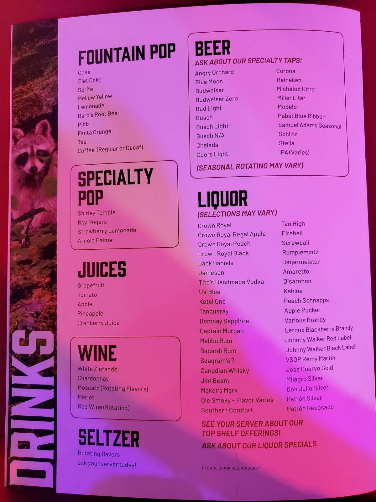 Menu at Alpine Inn pub & bar, Omaha