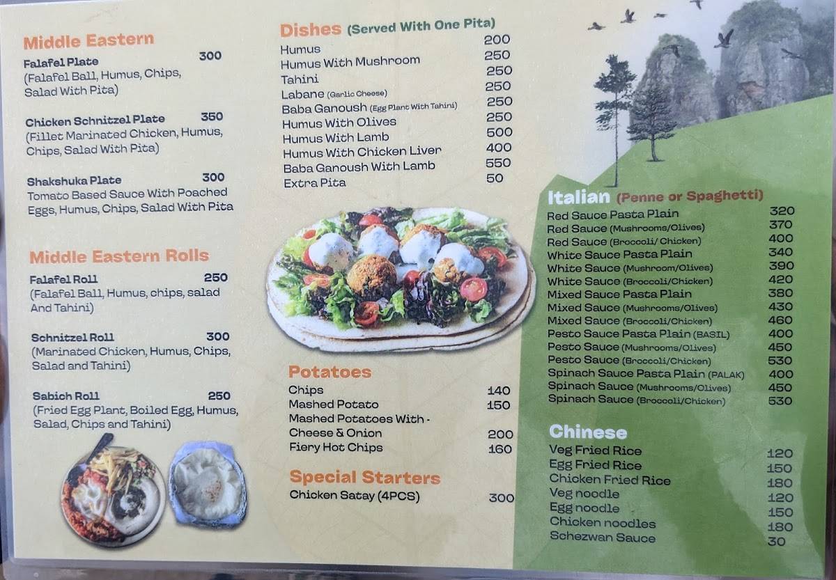Menu at Altaf's Cafe, Kodaikanal