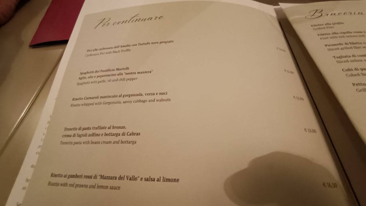 Menu da Amalia Laghi ristorante, Pontedera