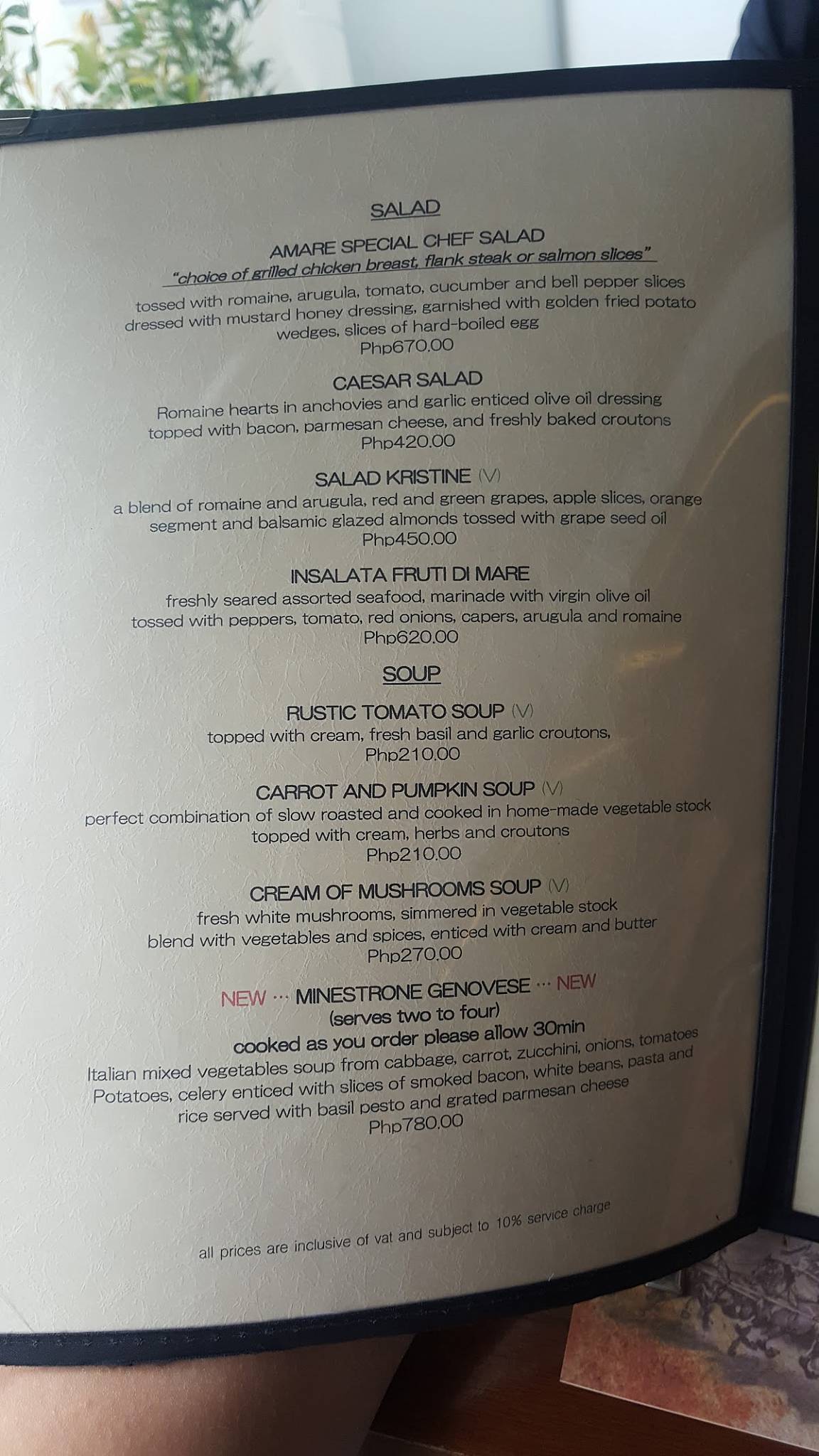 Menu at Amare by Chef Chris restaurant, Angeles, Royce Hotel M. A ...