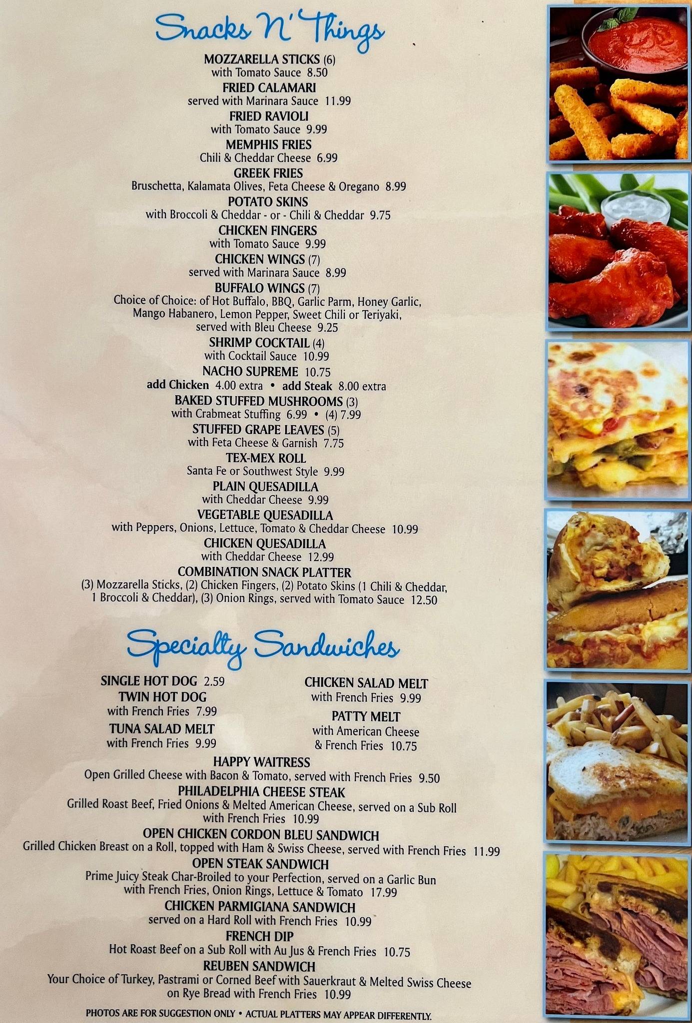 Menu at Ambrosia Diner restaurant, Catskill