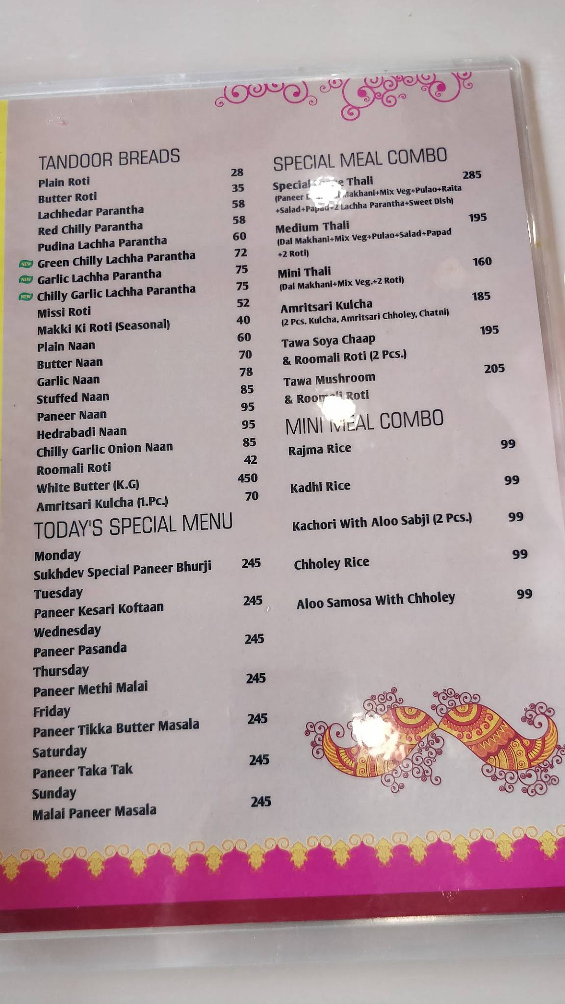 Menu at Amrik Sukhdev, Murthal, No.52