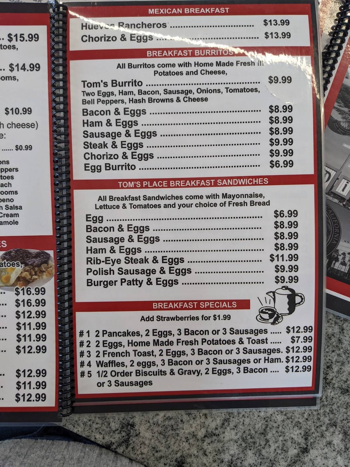 Menu at Perry's Place restaurant, Anaheim, E La Palma Ave