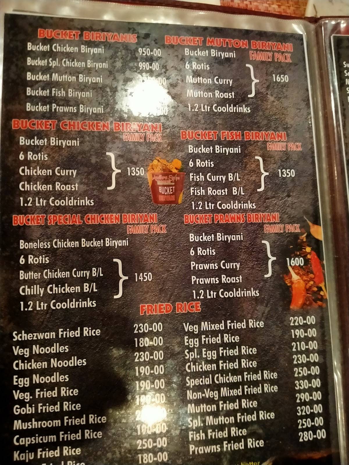 Menu at Andhra Spice Veg & Non Veg Family Restaurant, Madanapalle