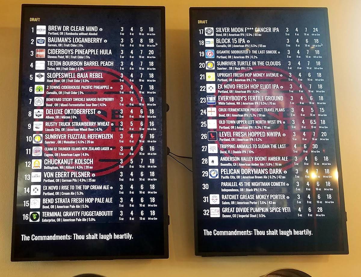 Menu at Angel's Share Barrel House, Turner