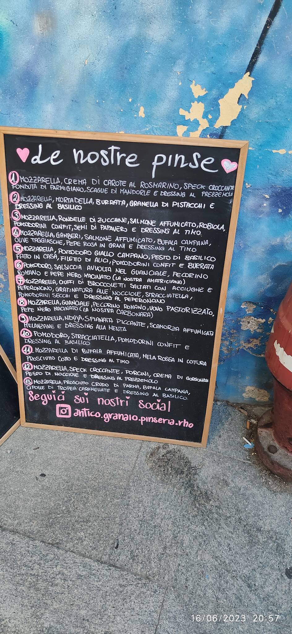 Menu da Antico Granaio La Pinseria ristorante, Rho