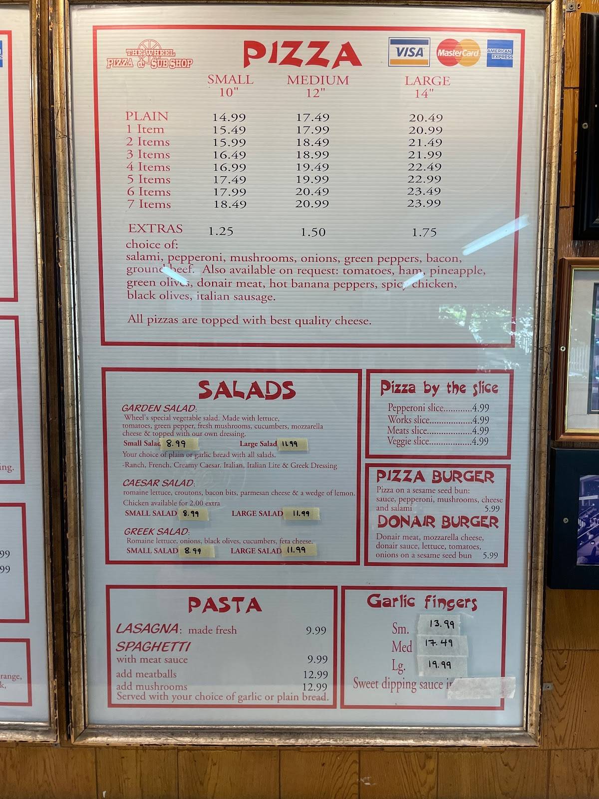 Menu at The Wheel Pizza & Sub Shop pizzeria, Antigonish