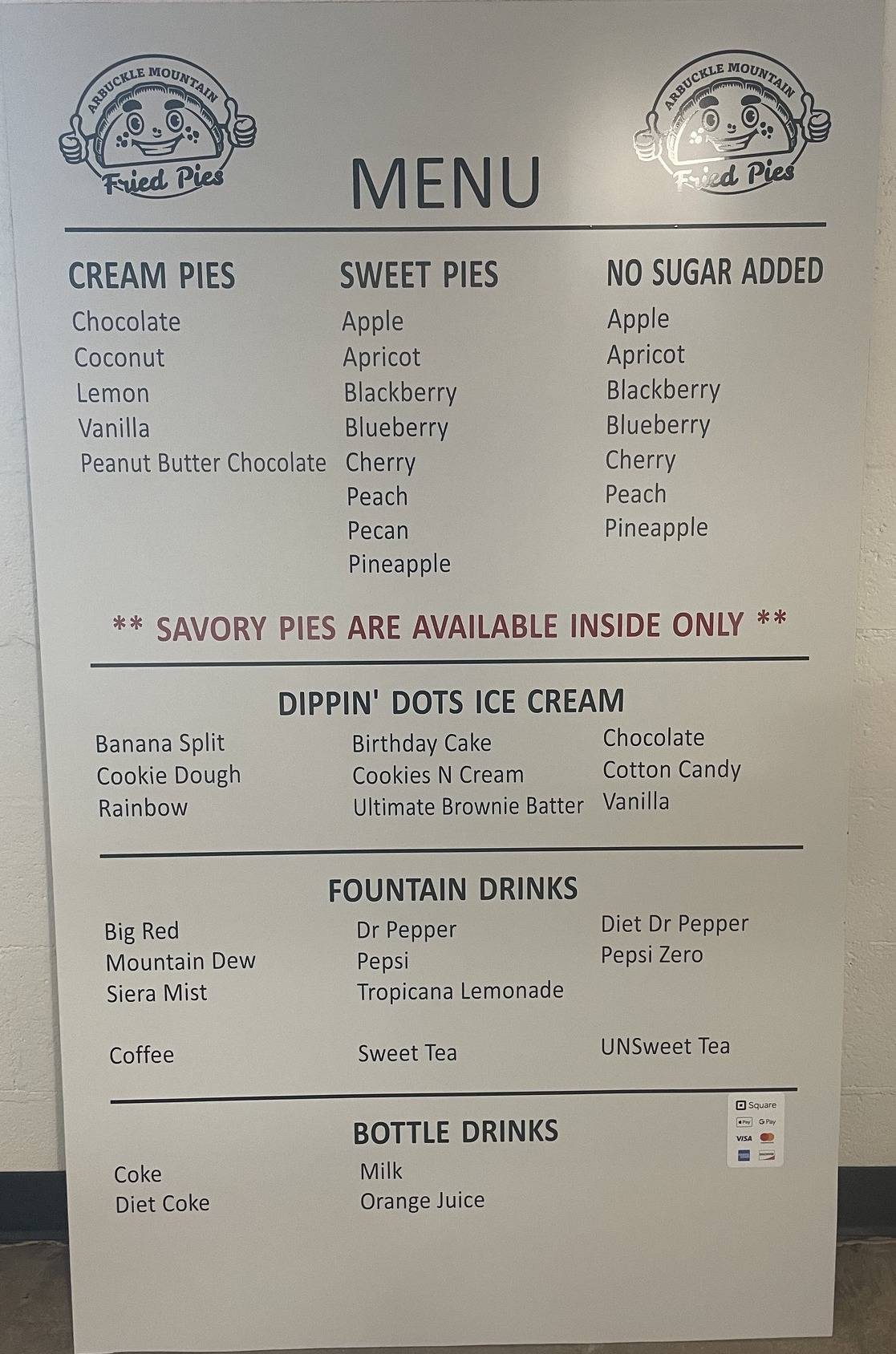 Menu at Arbuckle Mountain Fried Pies of Ada, Ada