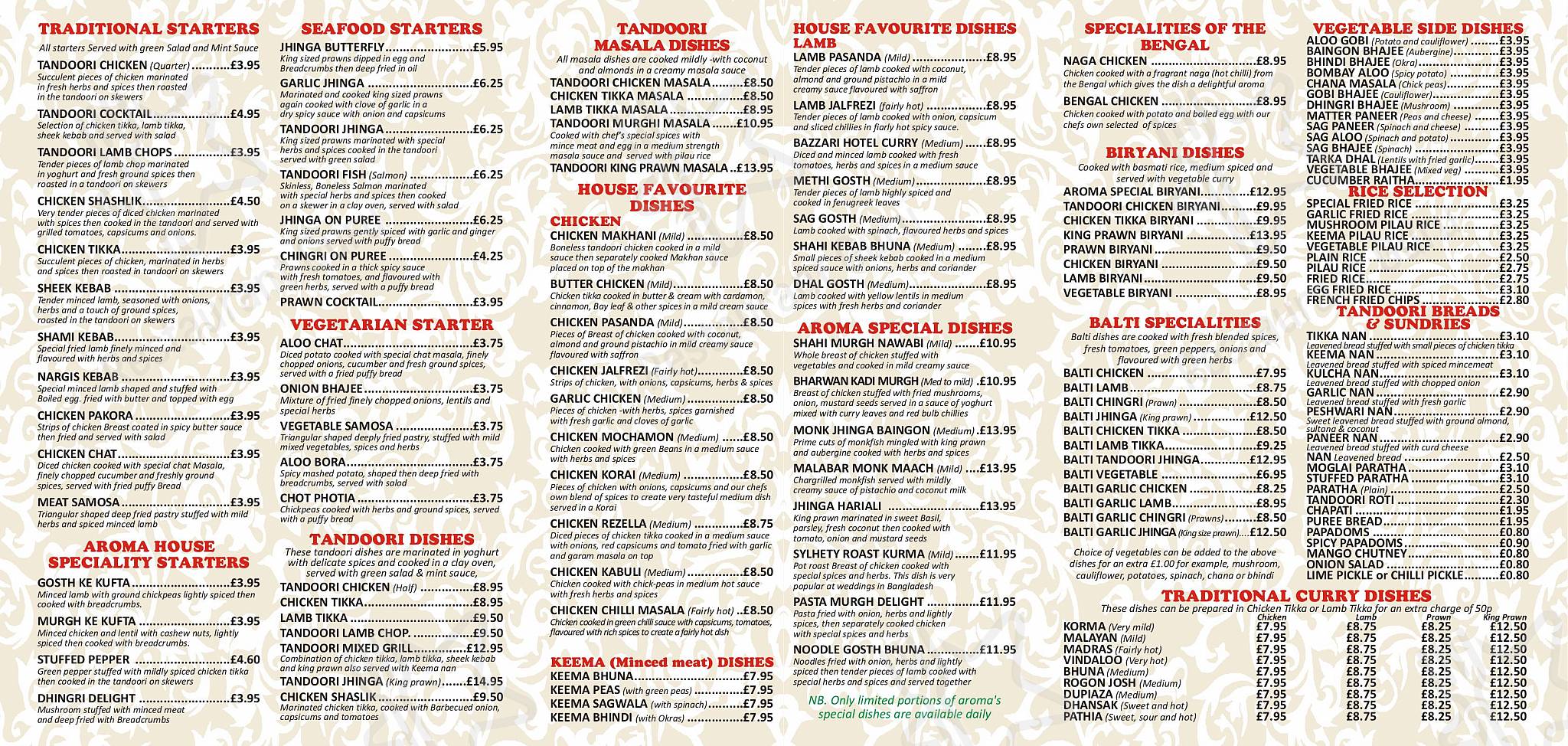 Menu at Aroma Restaurant Albrighton, Albrighton