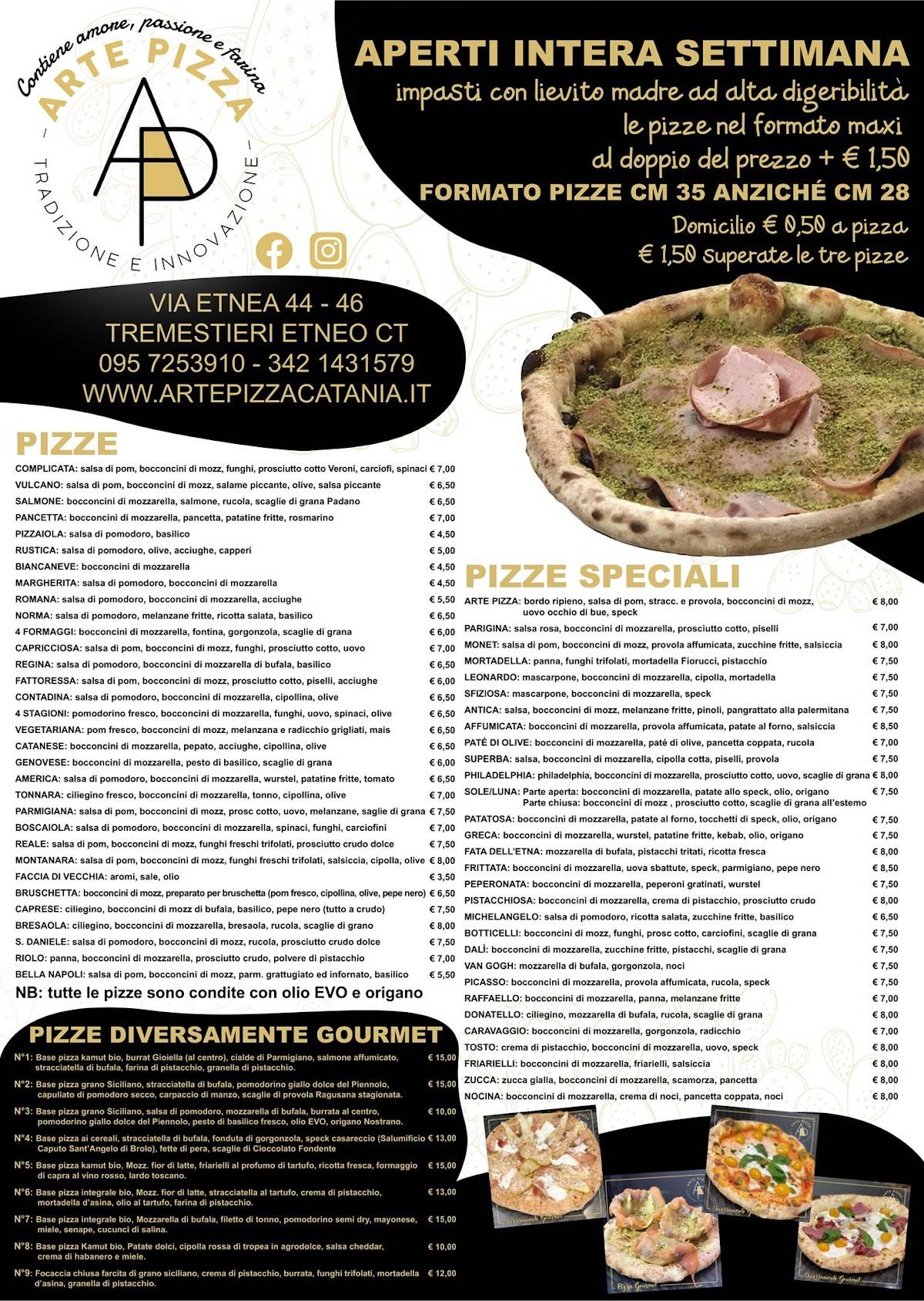 Menu da Arte Pizza ristorante, Tremestieri Etneo