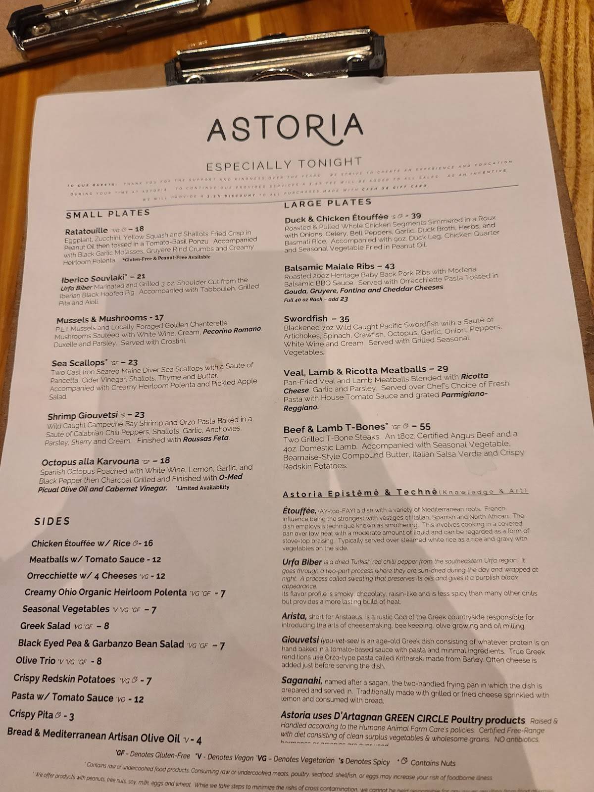 Menu at Astoria Cafe & Market, Cleveland