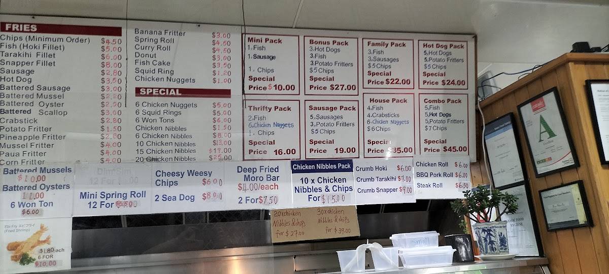 Menu at Garrison Takeaways restaurant, Auckland