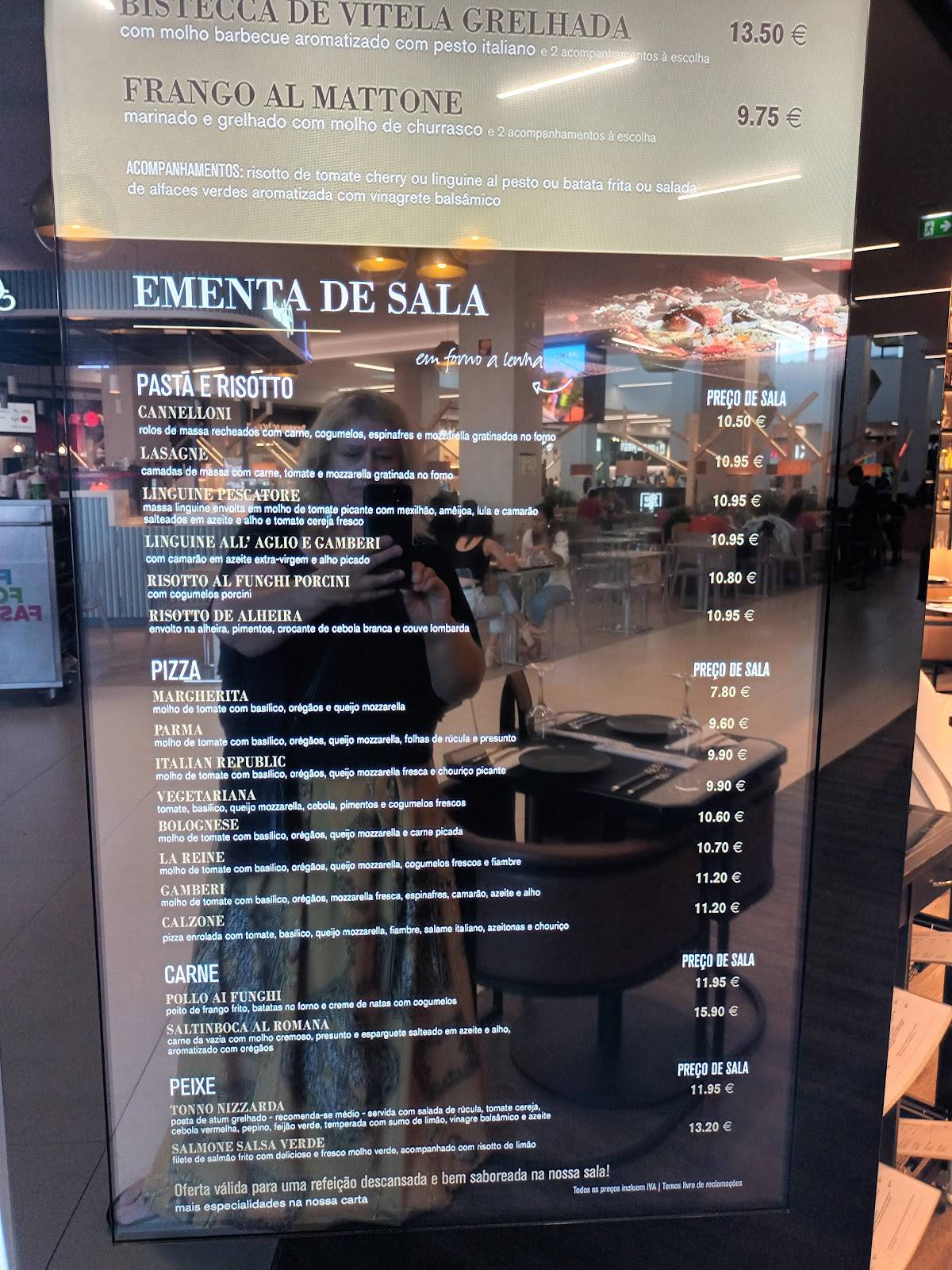 Menu em Italian Republic, Aveiro