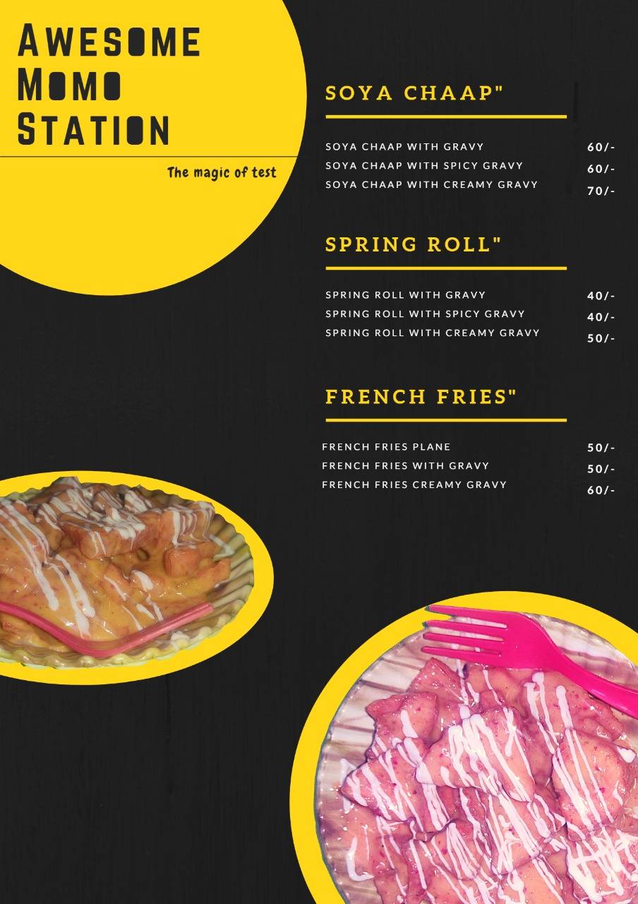Menu at Awesome momo station, Banda
