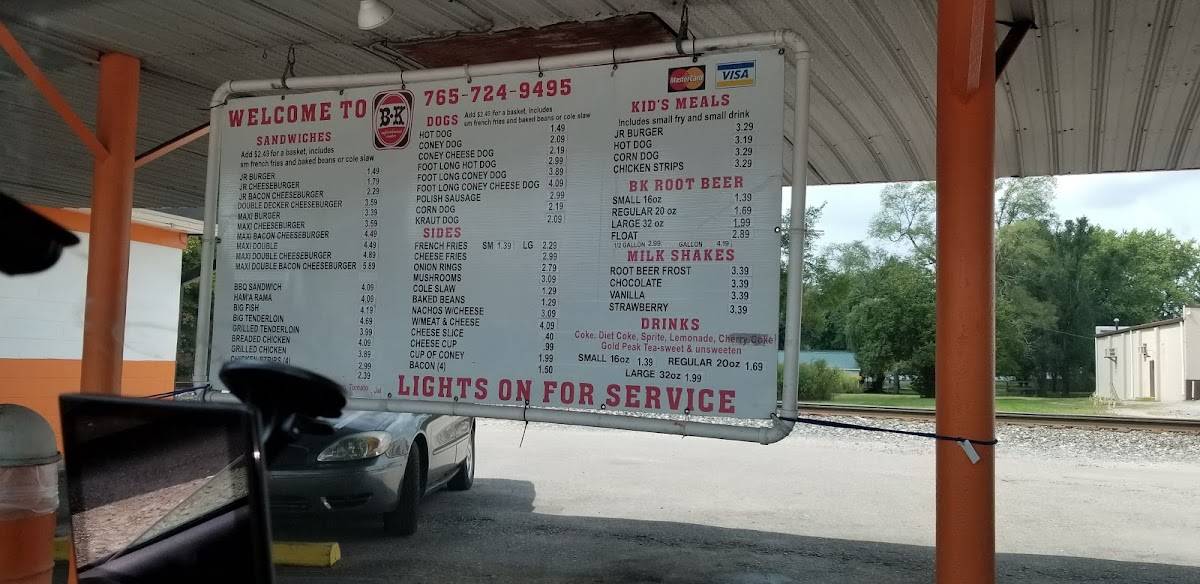 Menu at B & K Root Beer restaurant, Alexandria