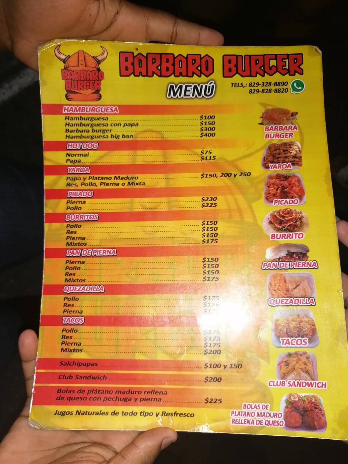 Menu at BARBARO BURGER, Santo Domingo