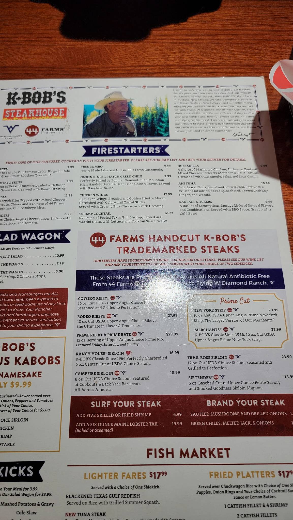 Menu at K-Bob's Steakhouse and Catering, Ruidoso