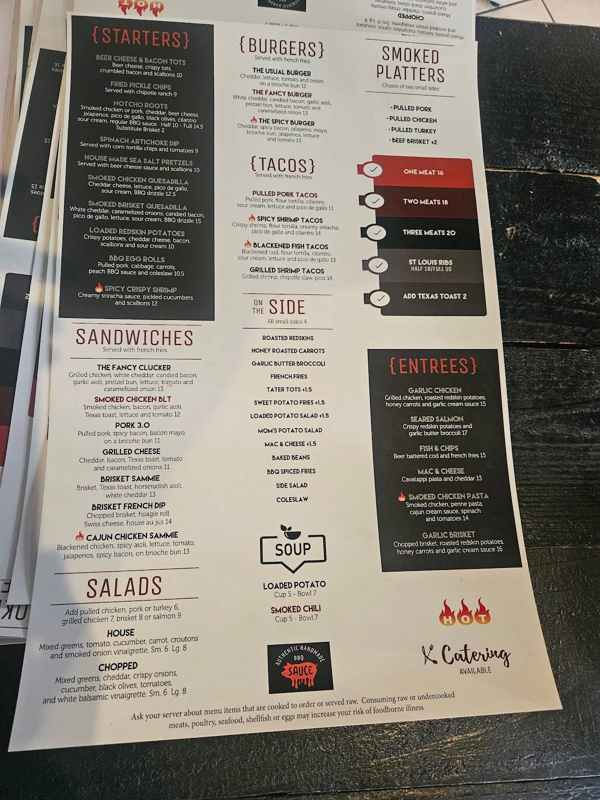 Menu at Roots BBQ, Almont