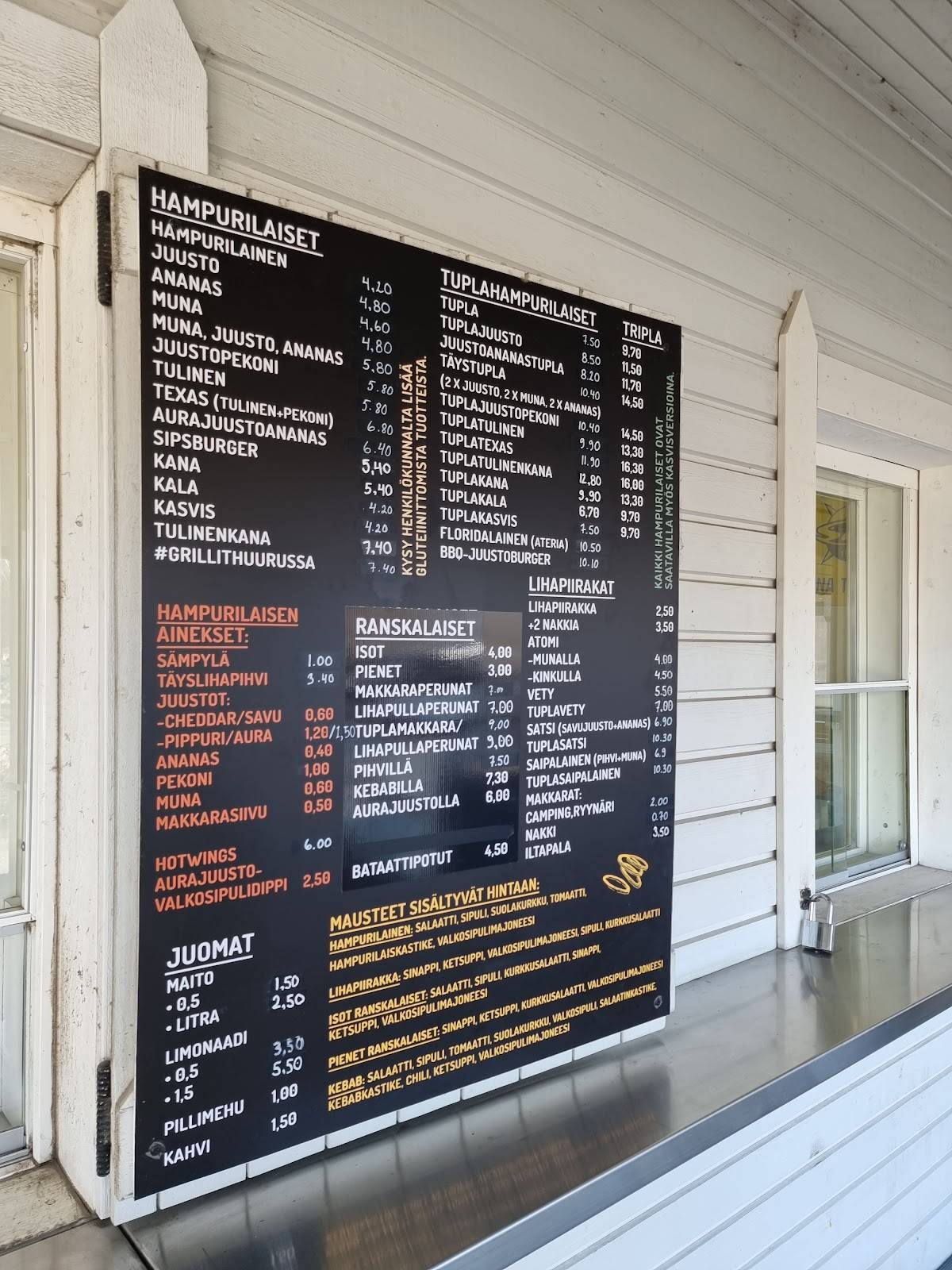Menu at Tuen Grilli Oy BBQ, Lappeenranta