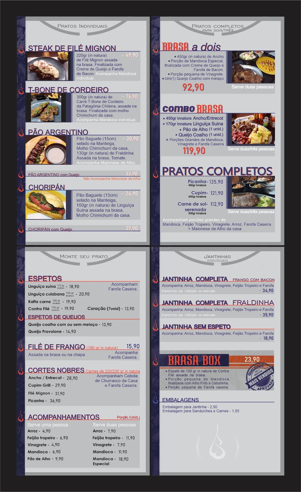 Menu em BRASA churrasco restaurante, Goiânia