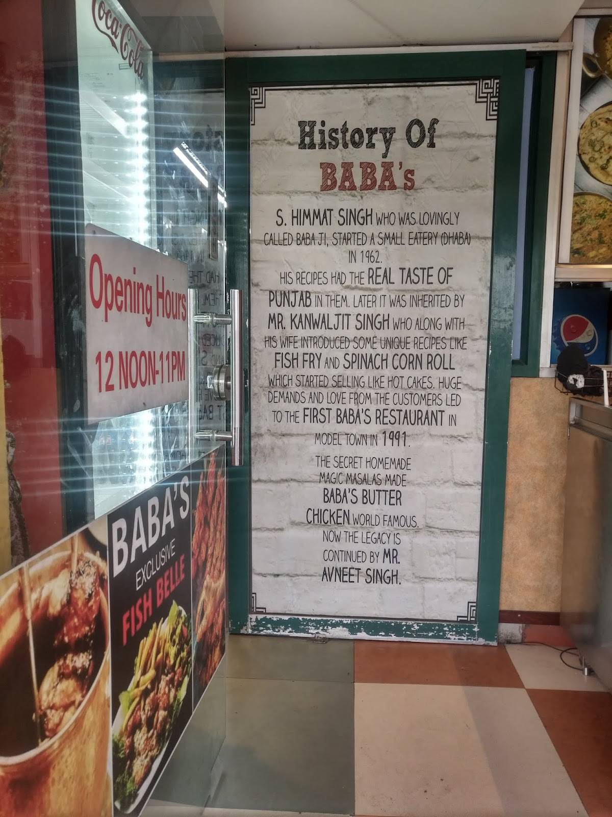 Menu at Baba's chicken, Khanna
