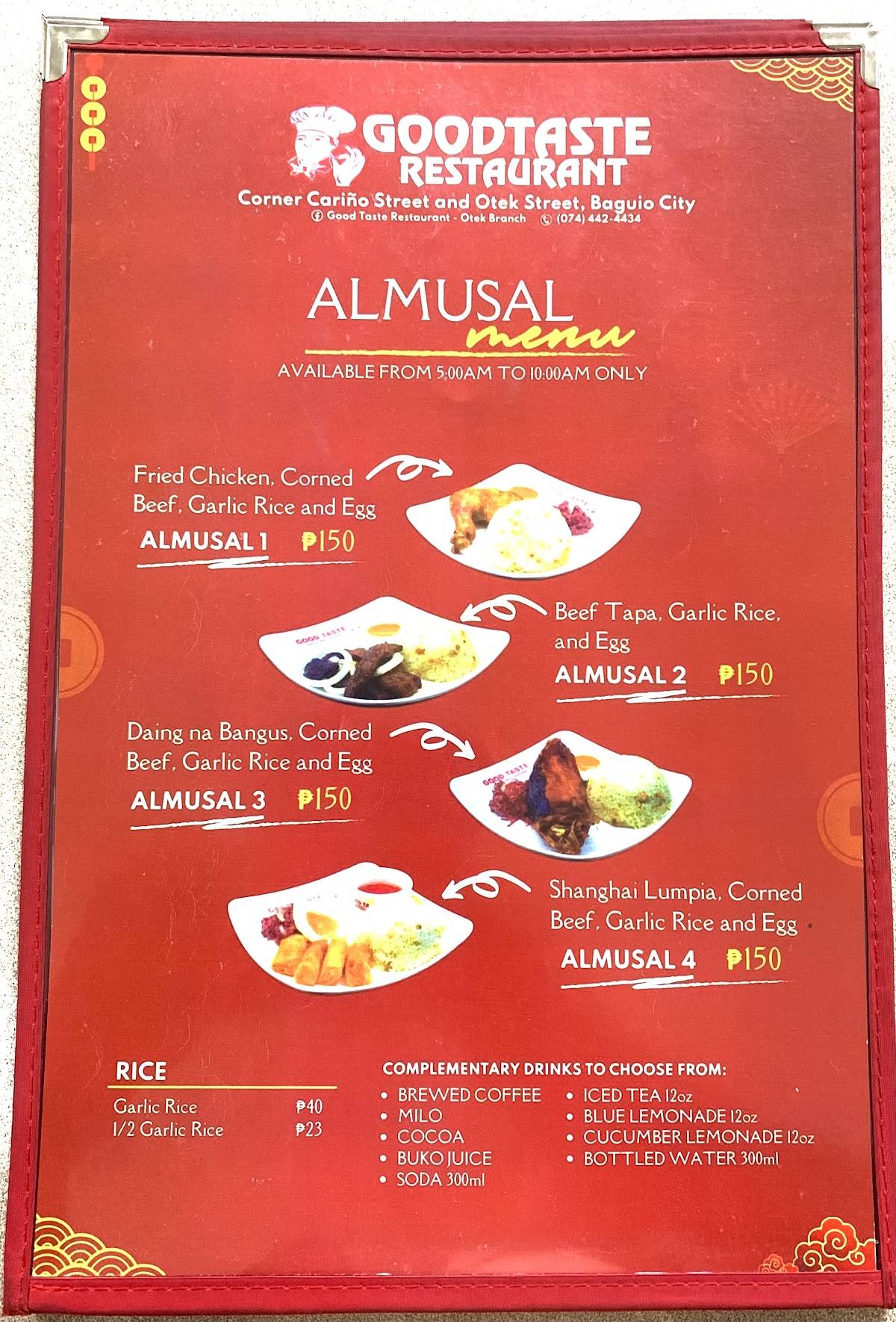 Menu at GOODTASTE RESTAURANT, Baguio, Otek St