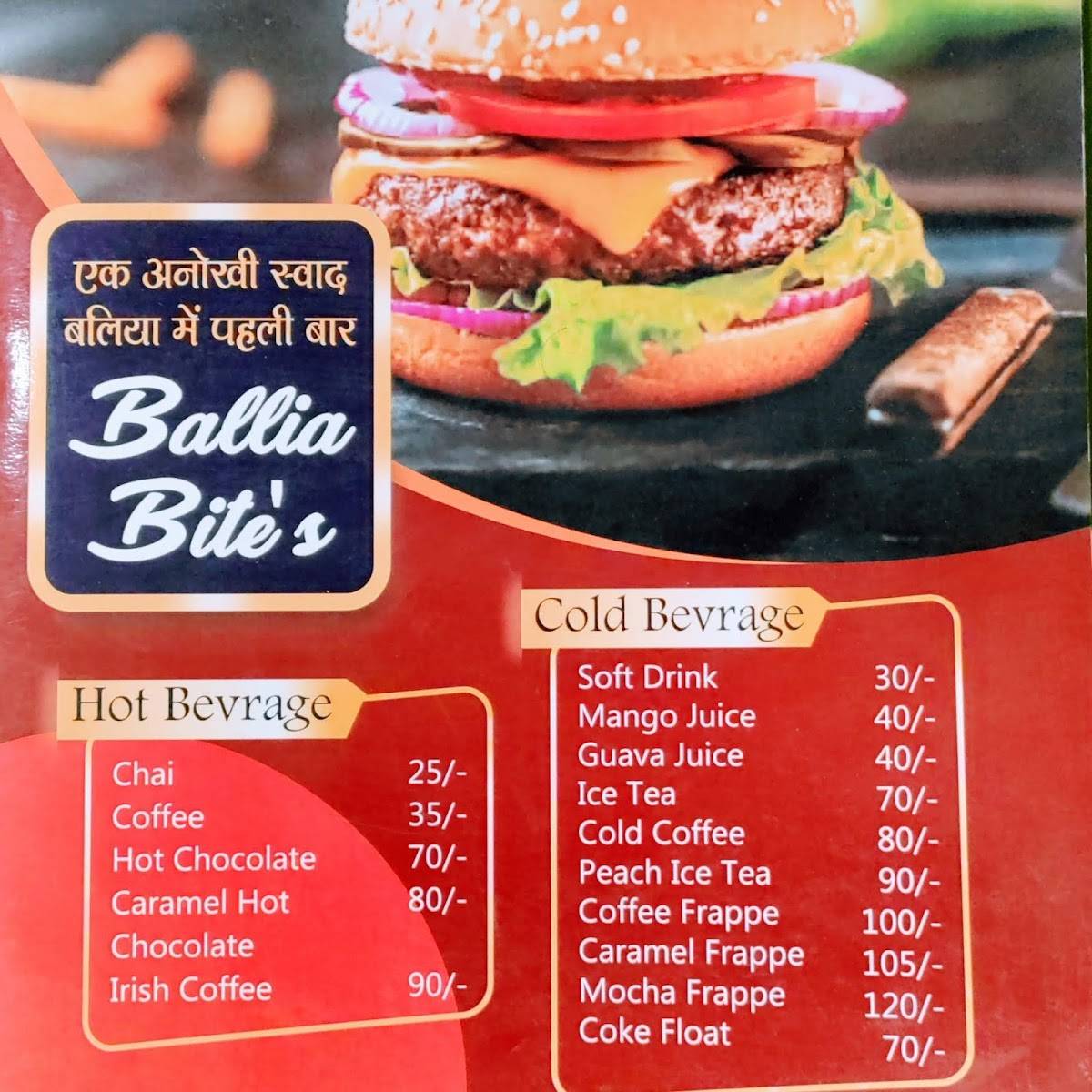 Menu at Ballia bite's Cafe (Food park), Ballia