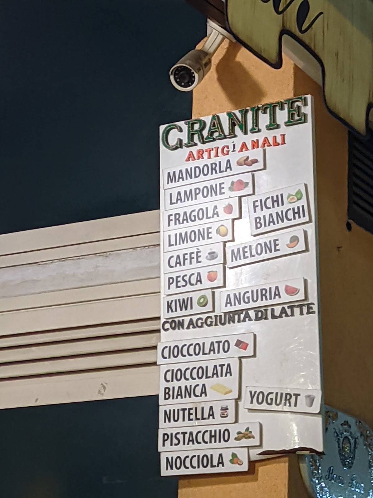 Menu da Bam Bar, Taormina
