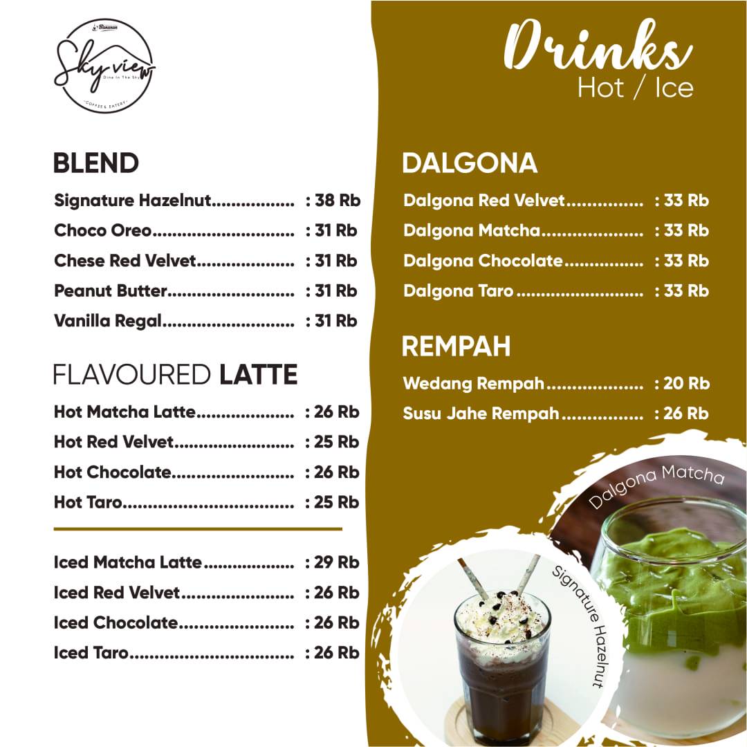 Menu at Banaran Sky View restaurant, Bawen