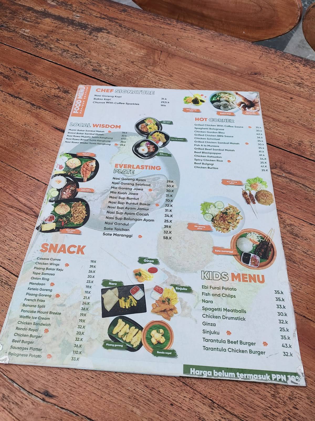 Menu at Banaran Sky View restaurant, Bawen