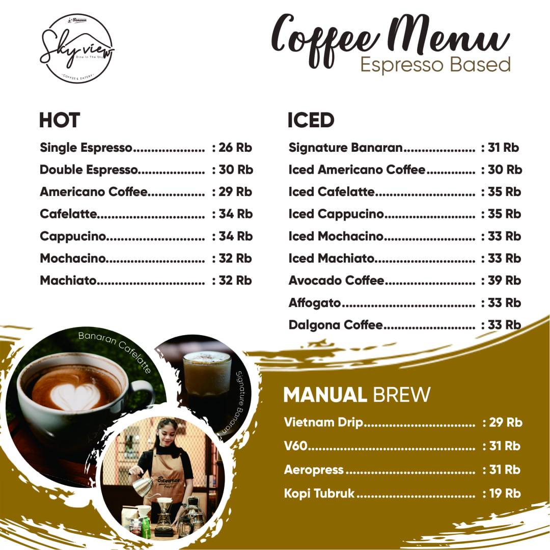 Menu at Banaran Sky View restaurant, Bawen