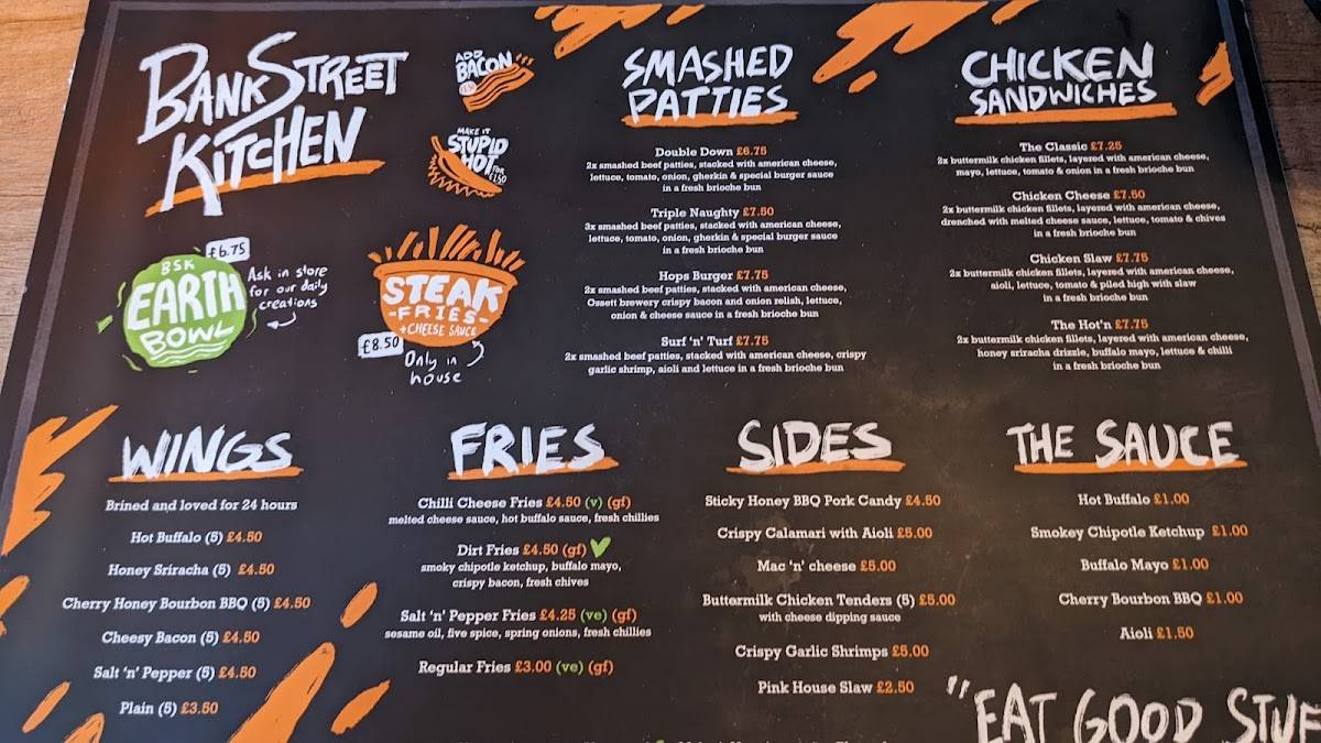 Menu at Bank Street Kitchen restaurant, Ossett
