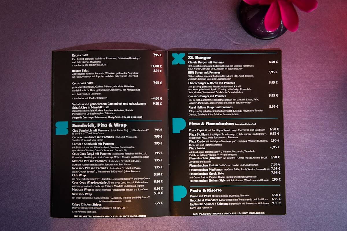 Speisekarte von HELIUM | CONTEMPORARY CAFÉ & BAR CONCEPT, Frankfurt am ...