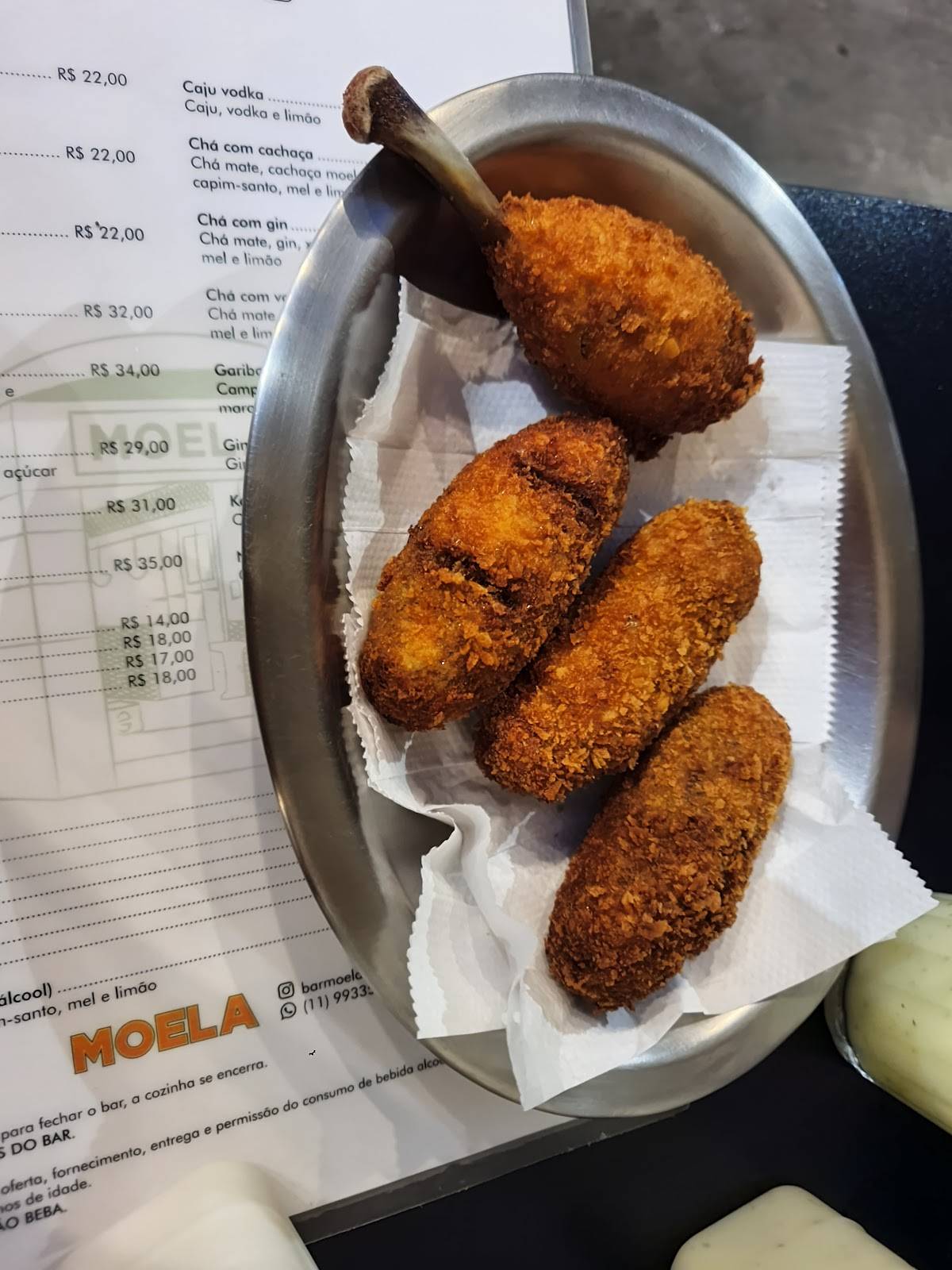 Menu em Bar Moela, São Paulo, R. Canuto do Val
