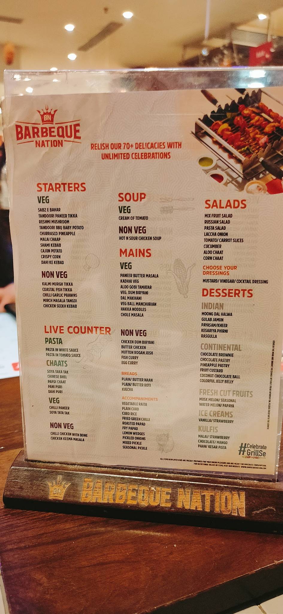 Menu at Barbeque Nation - Hyderabad - Miyapur, Hyderabad, GSM Mall