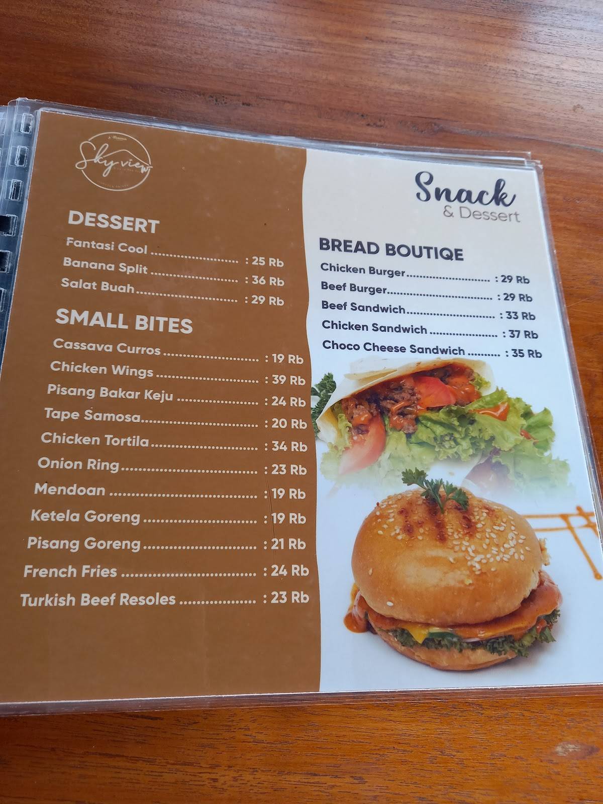 Menu at Banaran Sky View restaurant, Bawen