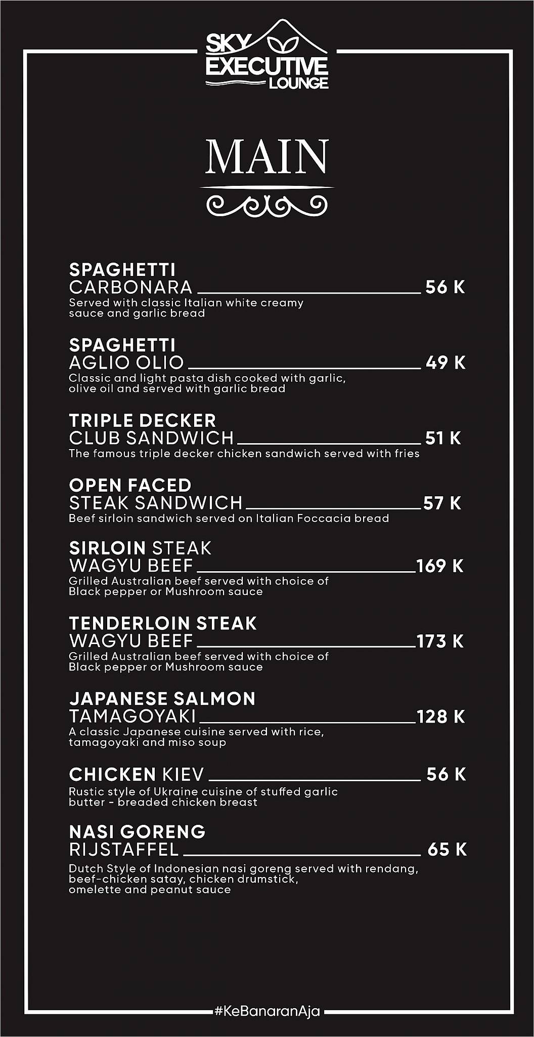 Menu at Banaran Sky View restaurant, Bawen