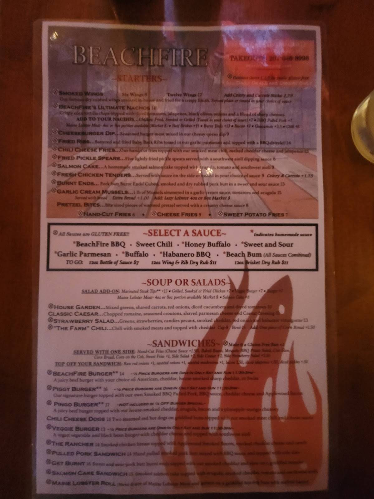 Menu at BeachFire Bar & Grille, Ogunquit