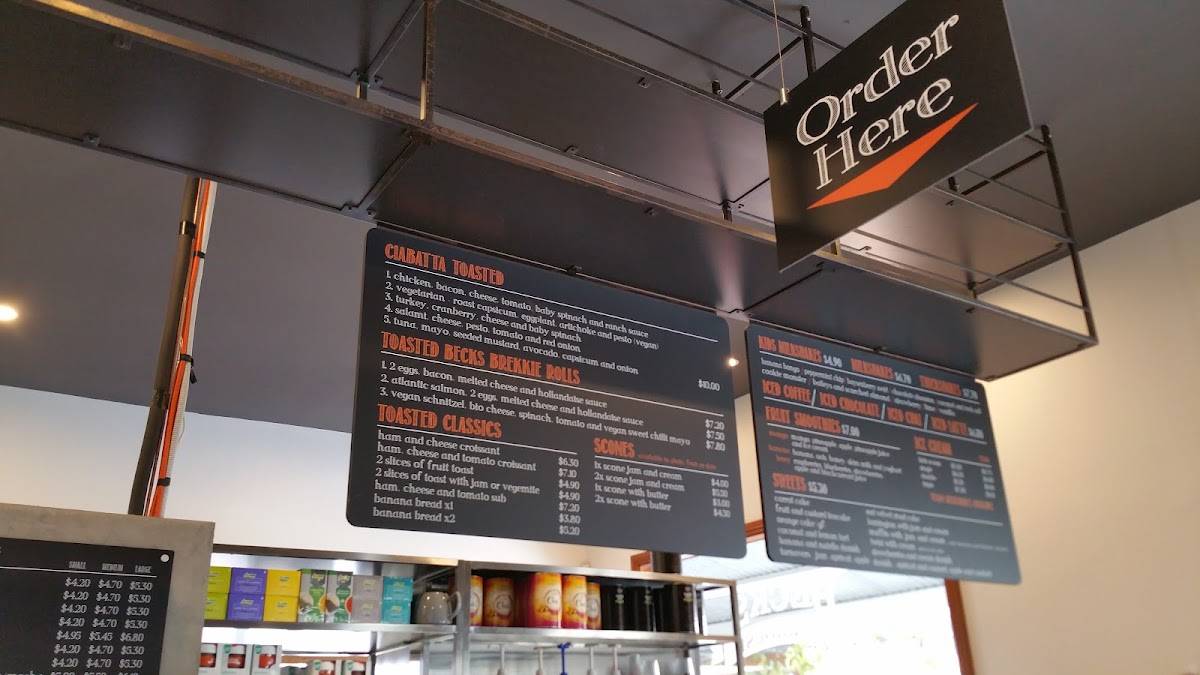 Menu at Beck's Bakehouse cafe, Port Noarlunga