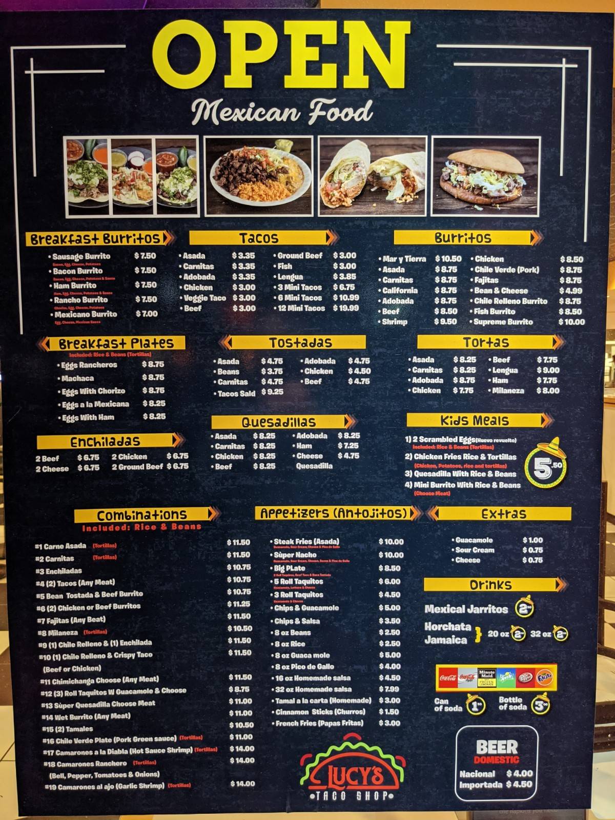 Menu at Lucys Taco Shop Bend restaurant, Bend