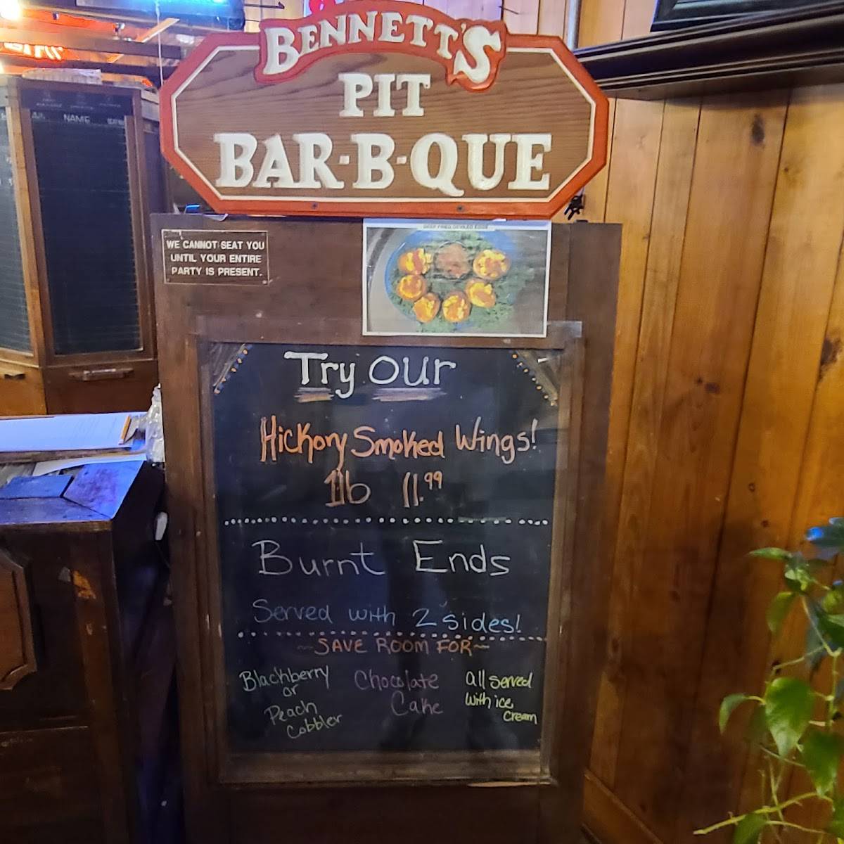 Menu at Bennett's Pit Bar-B-Que, Gatlinburg