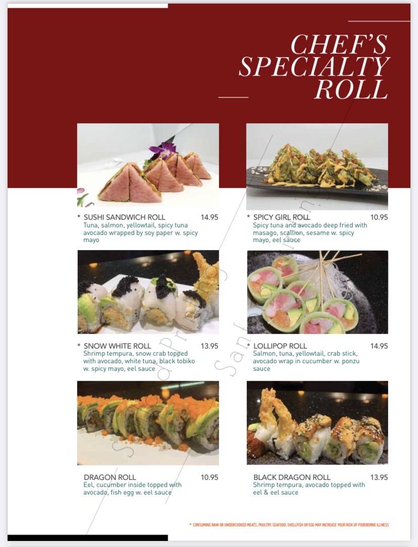 Menu at Big Fish Sushi restaurant, Sammamish