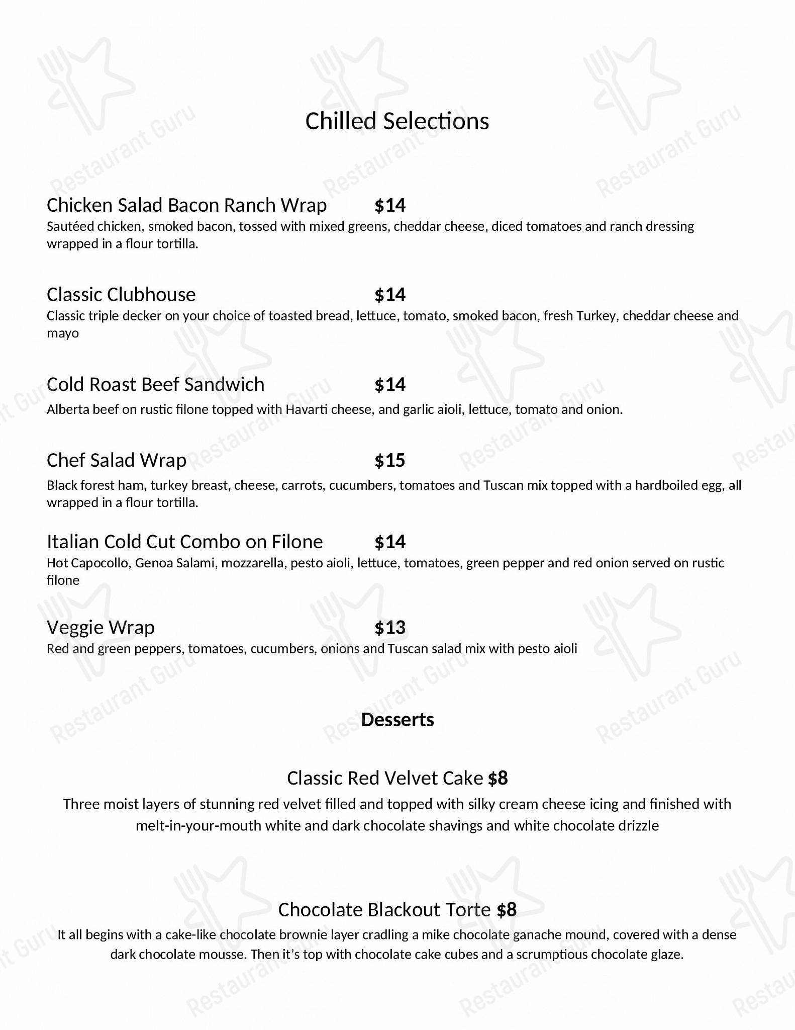 Menu at Billy Barker Restaurant, Quesnel